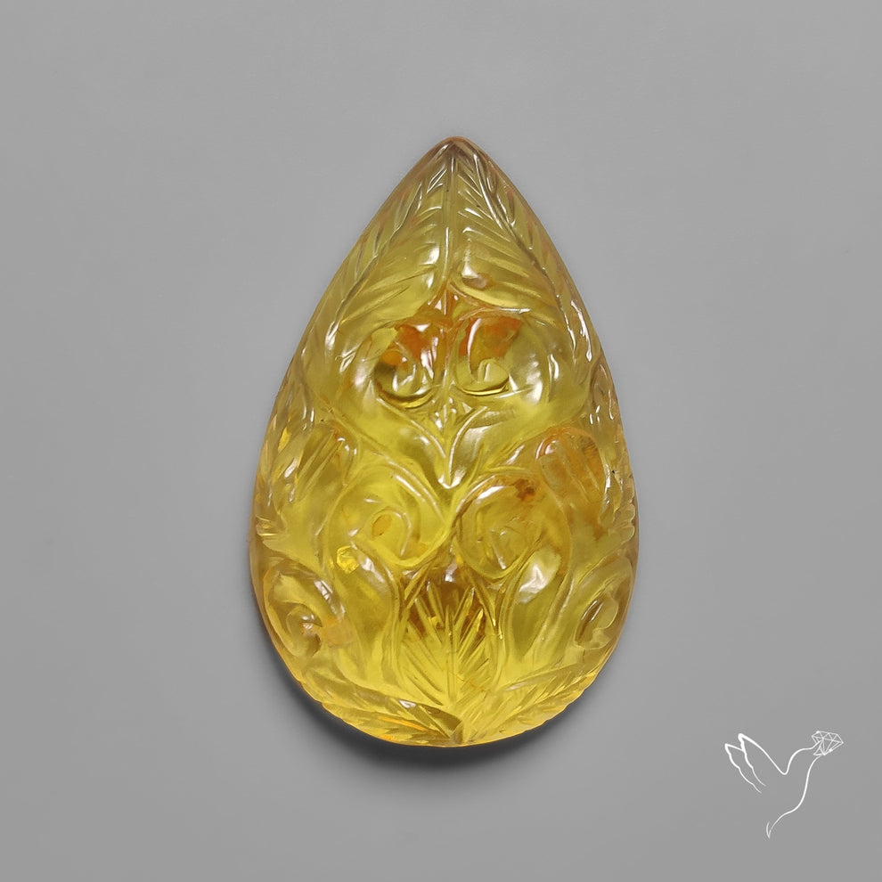 Amber | Mexican Amber Mughal Carving (33X21X10 mm) | Gemstones For Sale