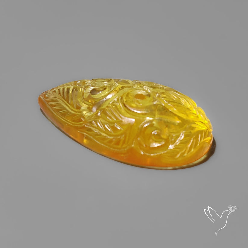 Amber | Mexican Amber Mughal Carving (33X21X10 mm) | Gemstones For Sale