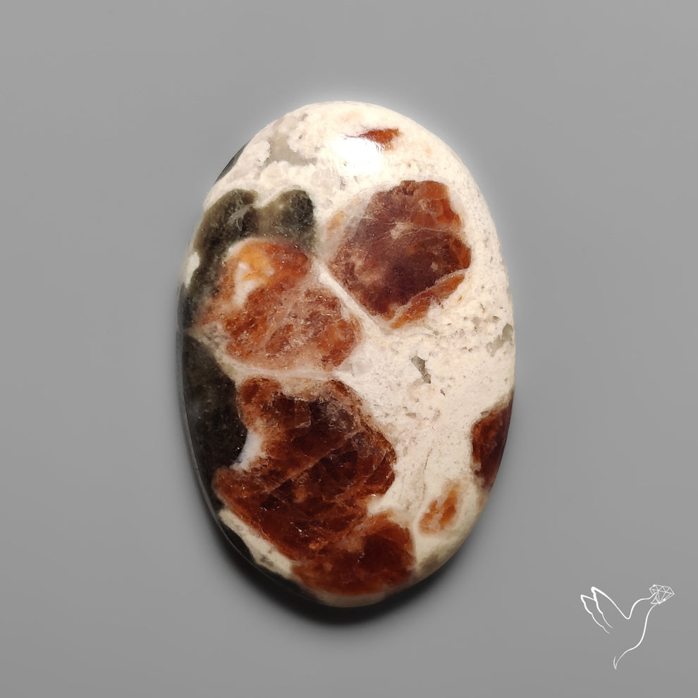 Garnet In Limestone | Garnet In Limestone Cabochon (30X20X7 mm ...