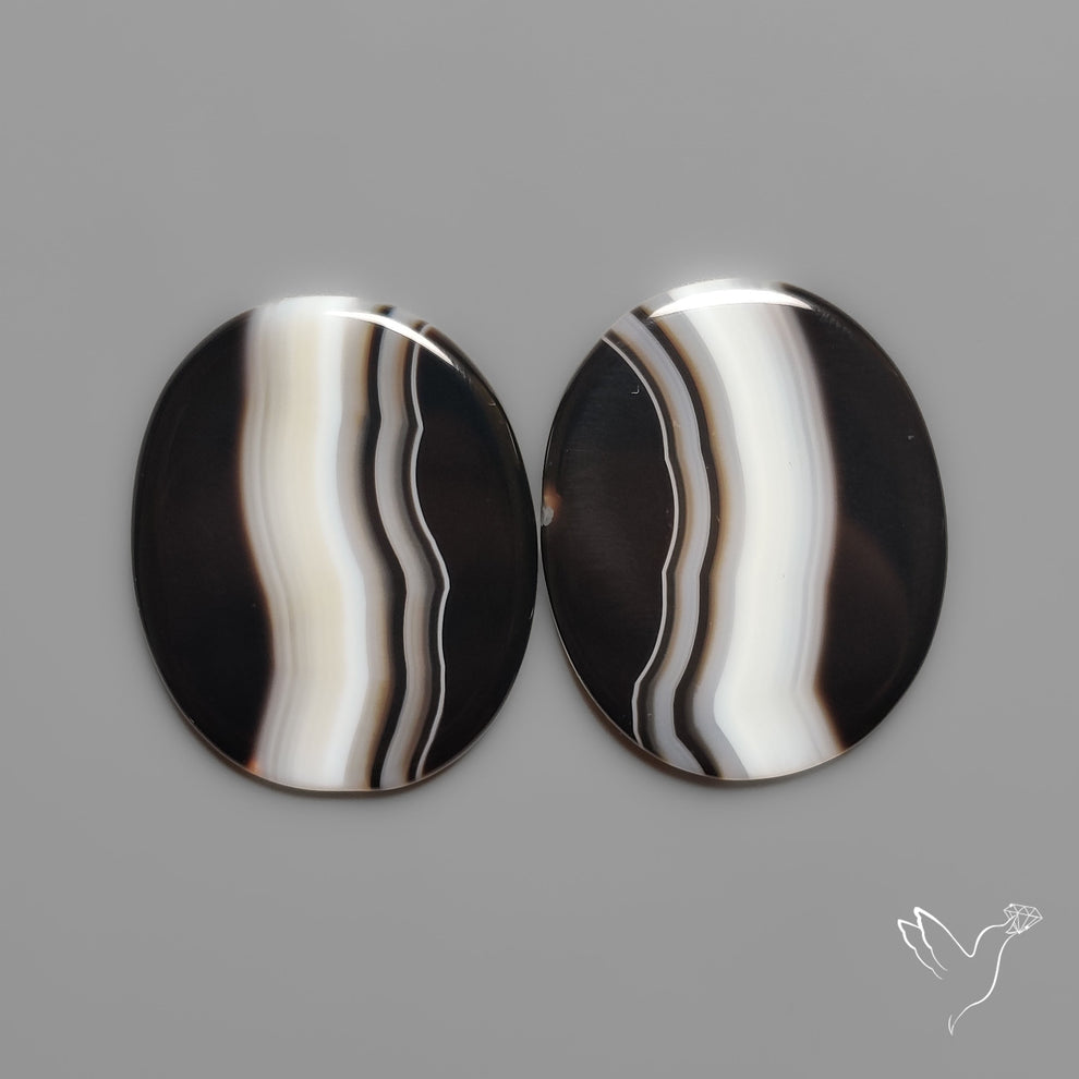 Banded Agate | Black Banded Agates Pair (30X243 mm) | Gemstones For Sale