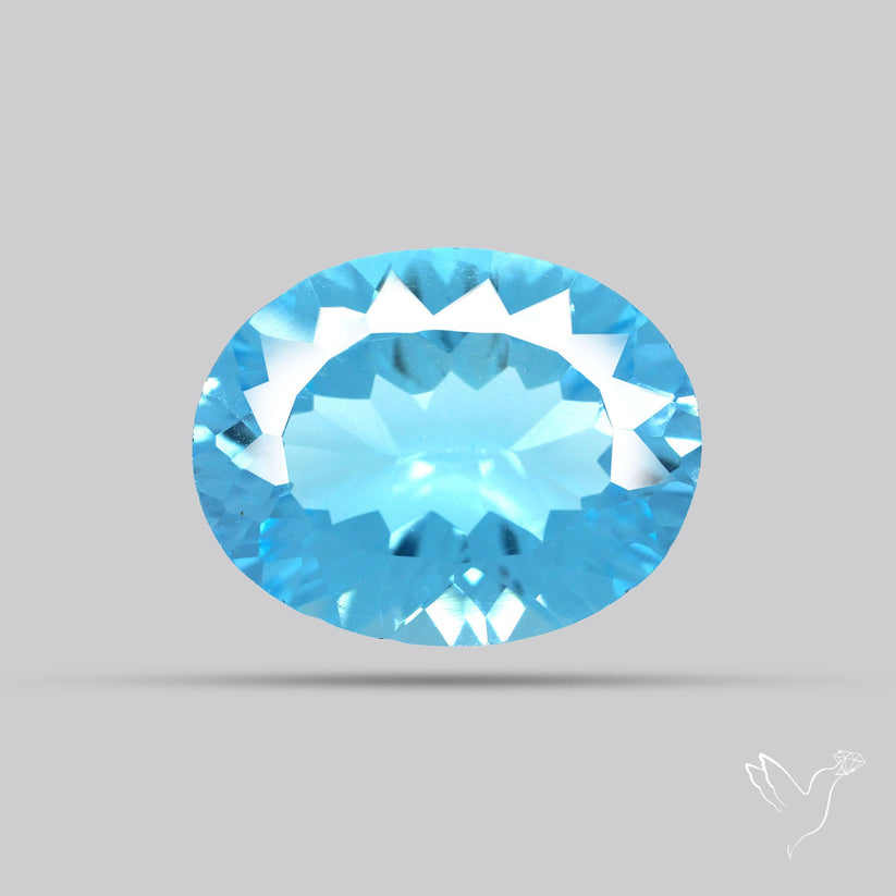 Fine Blue Topaz | Sky Blue Topaz Concave Cut Fine Gemstone (10.7X13.5X6 ...