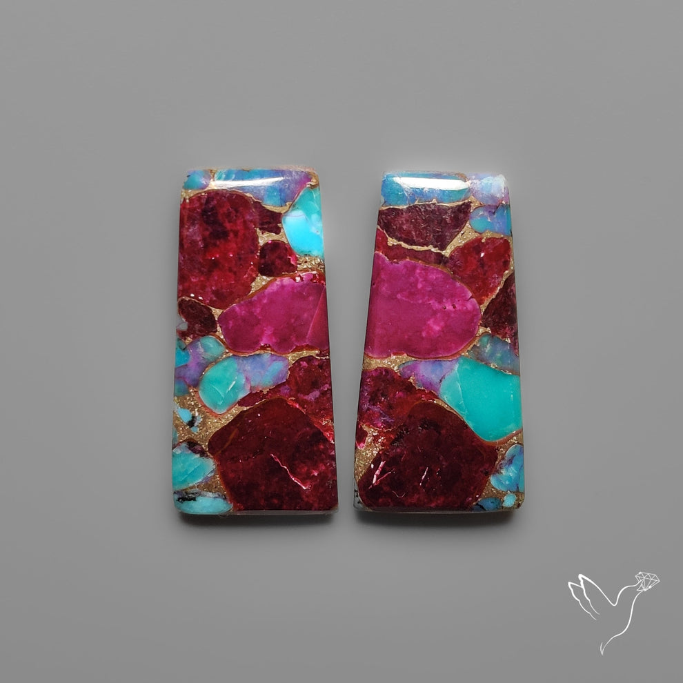 Mohave Turquoise | Mohave Turquoise Pair Purple Blue Copper with Matrix ...