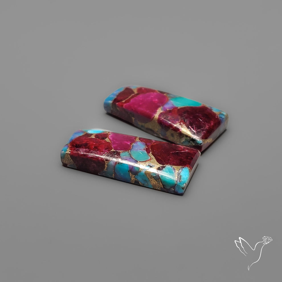 Mohave Turquoise | Mohave Turquoise Pair Purple Blue Copper with Matrix ...