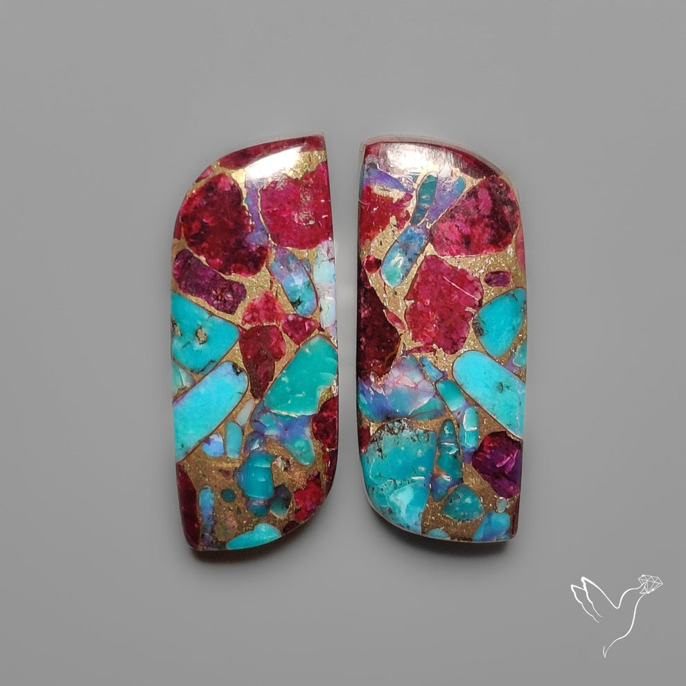 Mohave Turquoise | Mohave Turquoise Pair Purple Blue Copper with Matrix ...