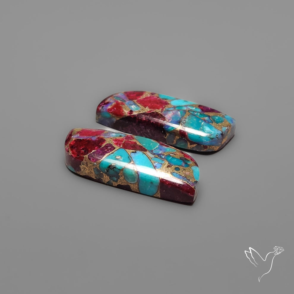Mohave Turquoise | Mohave Turquoise Pair Purple Blue Copper with Matrix ...