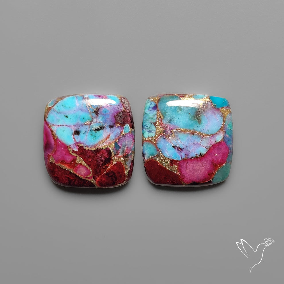 Mohave Turquoise | Mohave Turquoise Pair Purple Blue Copper with Matrix ...