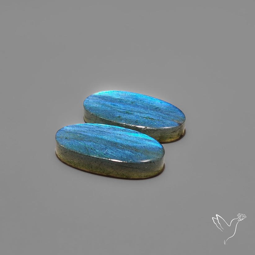 Labradorite | Clear Blue Labradorite Pair (23X13X4 mm) | Gemstones For Sale
