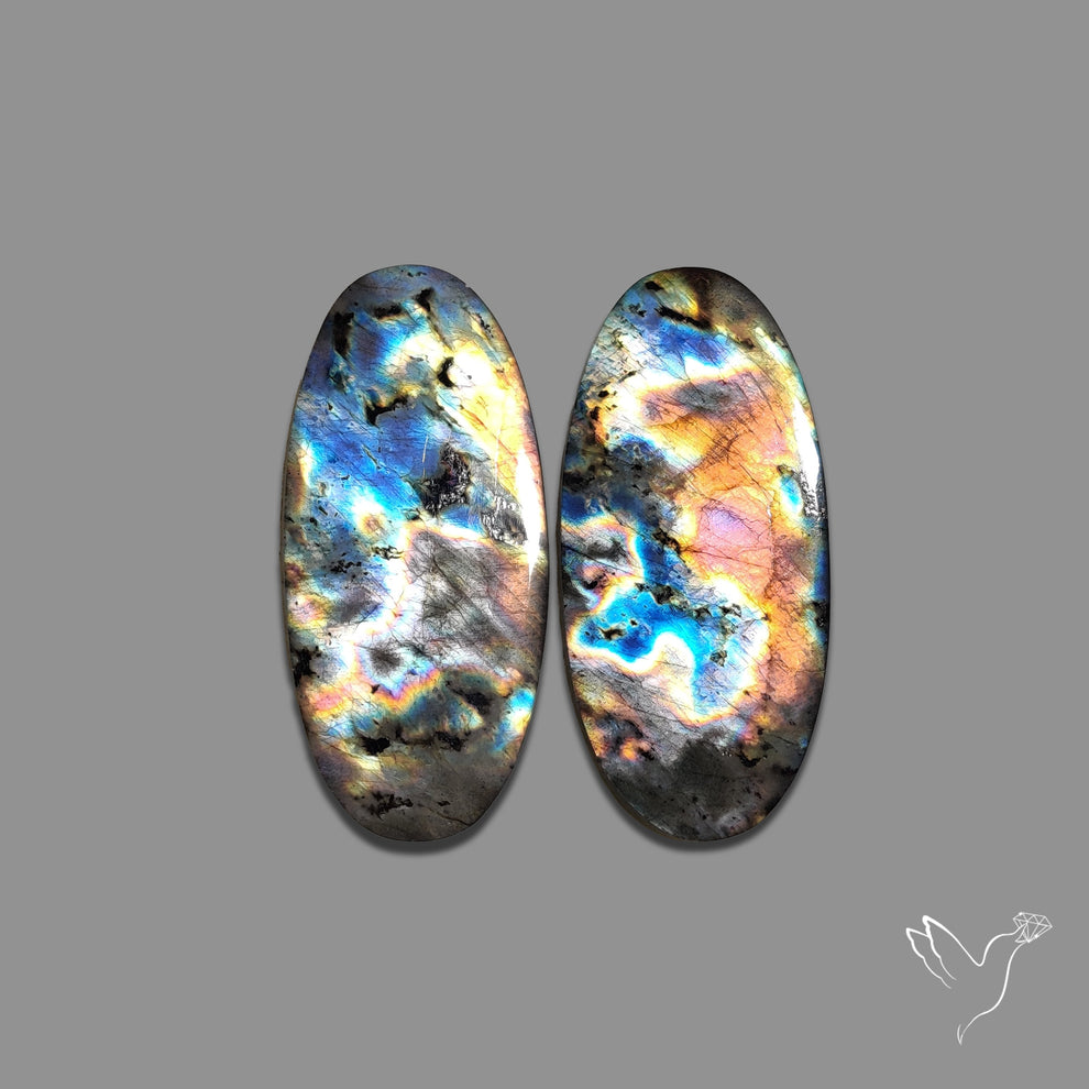 Spetrolite | Spectrolites Pair (28X13X4 mm) | Gemstones For Sale