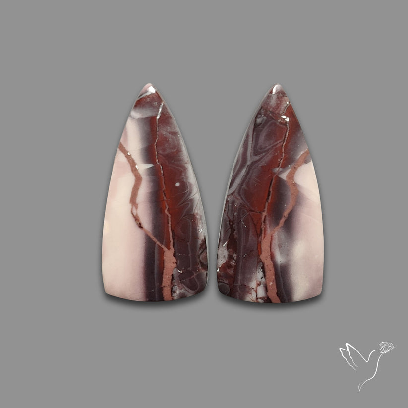 Hyacinth Jasper | Hyacinth Jaspers Pair (25X12X4 mm) | Gemstones For Sale