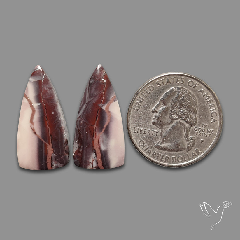 Hyacinth Jasper | Hyacinth Jaspers Pair (25X12X4 mm) | Gemstones For Sale