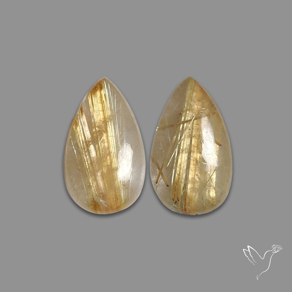 Rutilated Quartz | Golden Rutilated Quartz Pair (19X11X5 mm ...