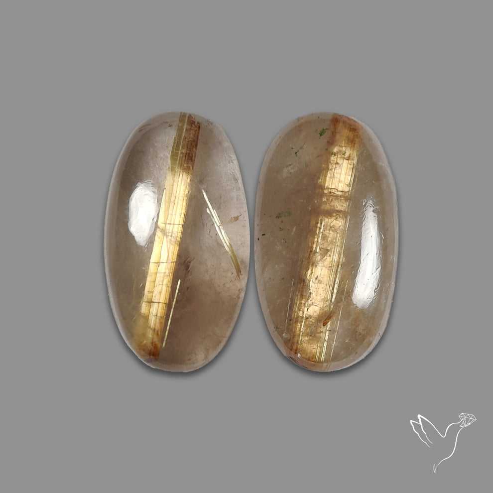 Rutilated Quartz | Golden Rutilated Quartz Pair (17X9X4 mm) | Gemstones ...