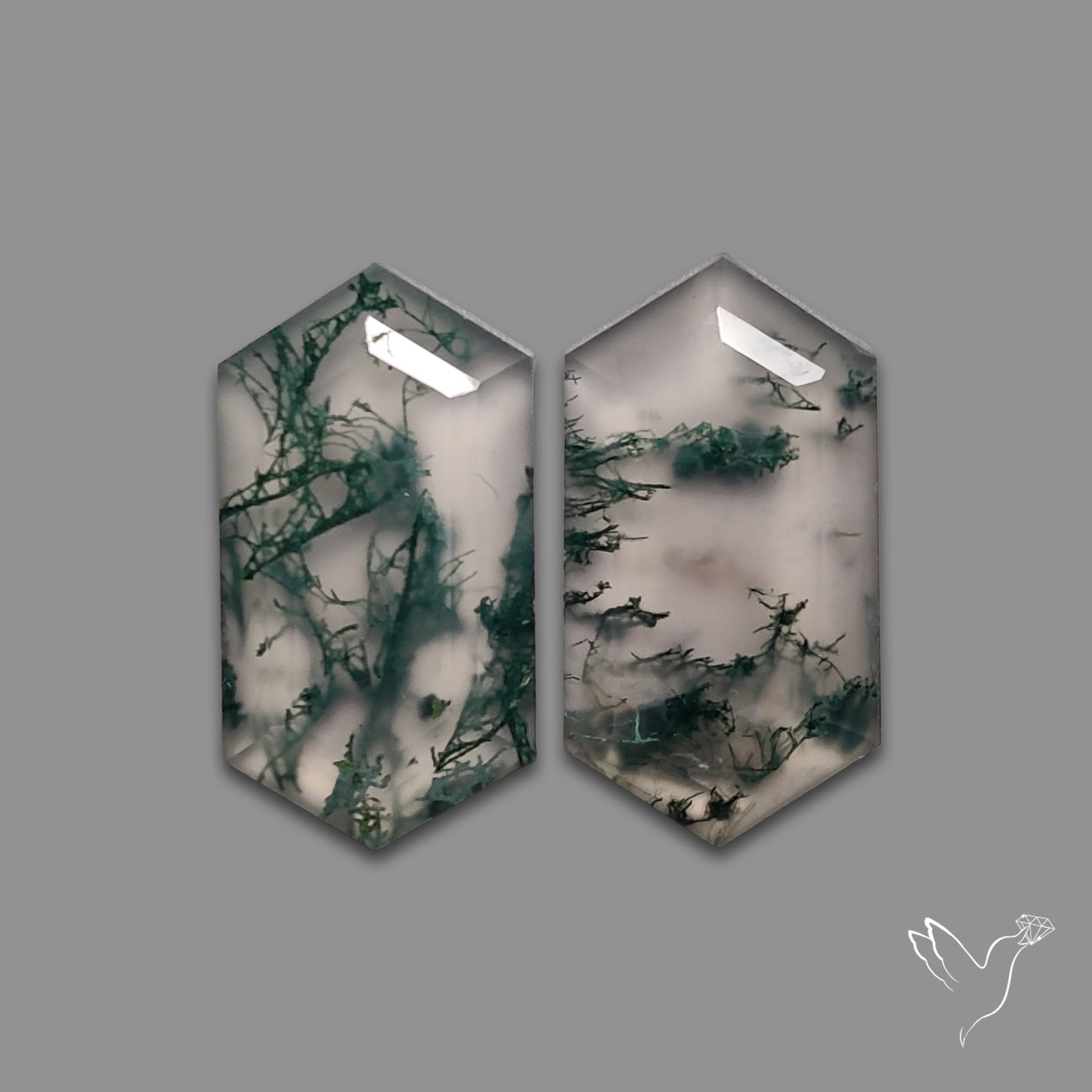 Moss Agate | Portrait Cut Moss Agates Pair (18X10X3 mm) | Gemstones For ...